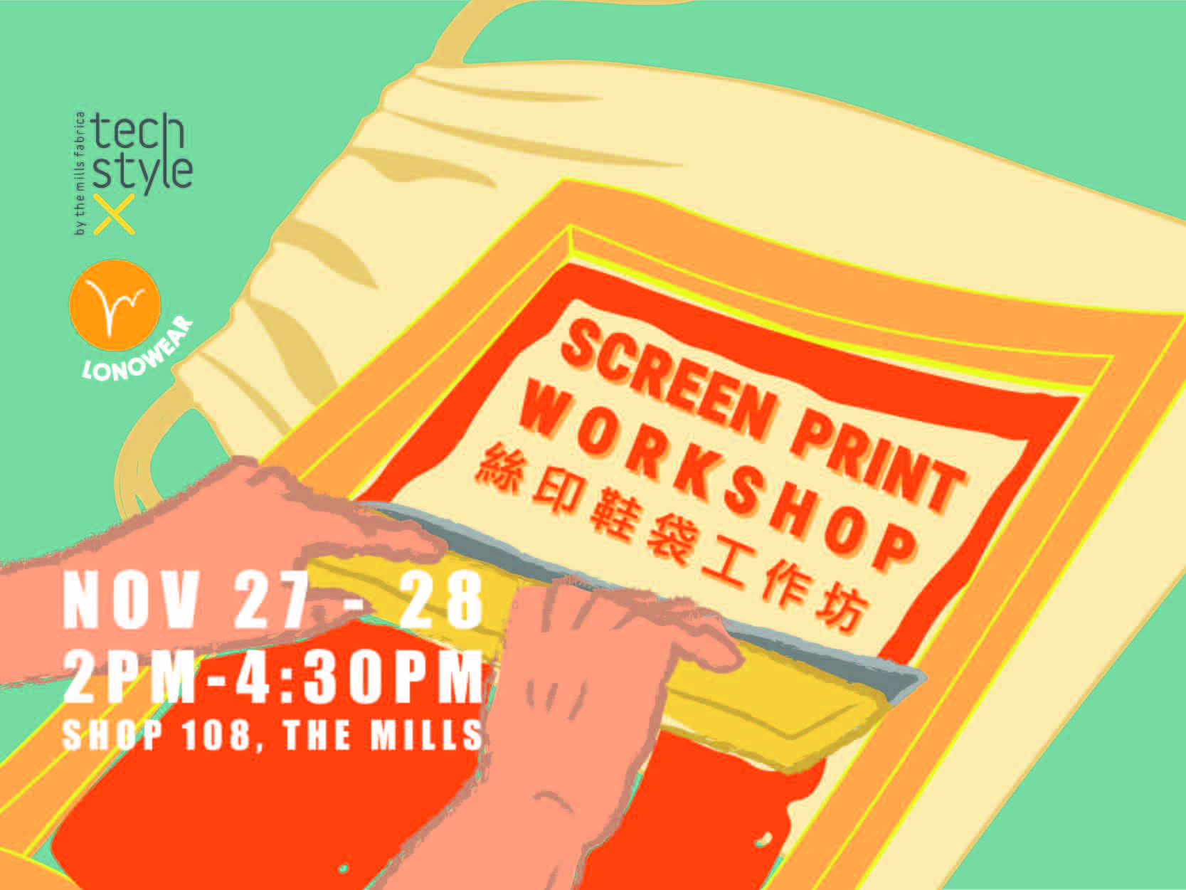 Screen Print Shoe Bags Workshop - The Mills Fabrica