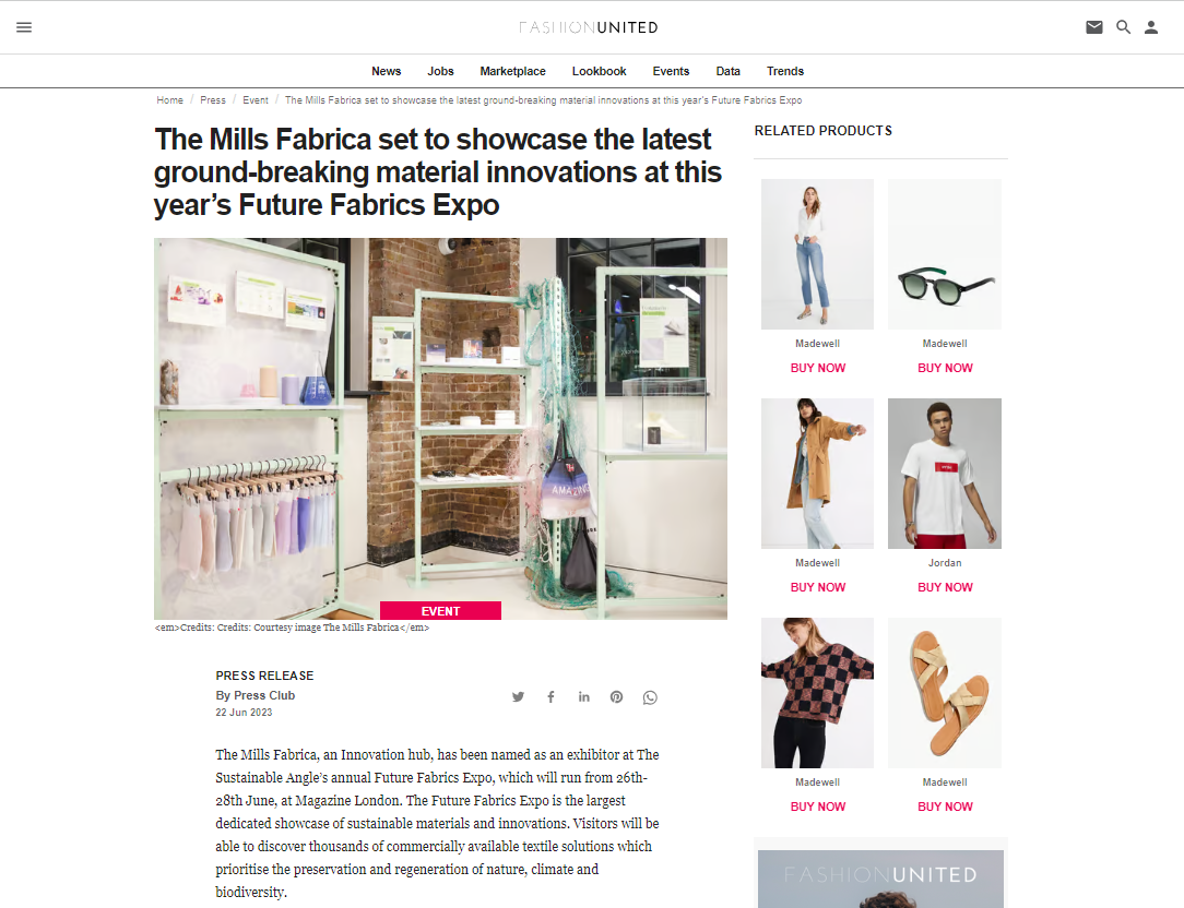 The Mills Fabrica set to showcase the latest ground-breaking material ...